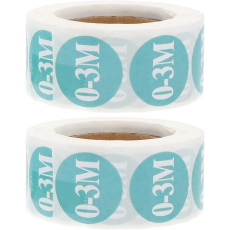 2 Rolls of Baby Clothing Size Round Stickers Adhesive Size Labels (0-3M ...