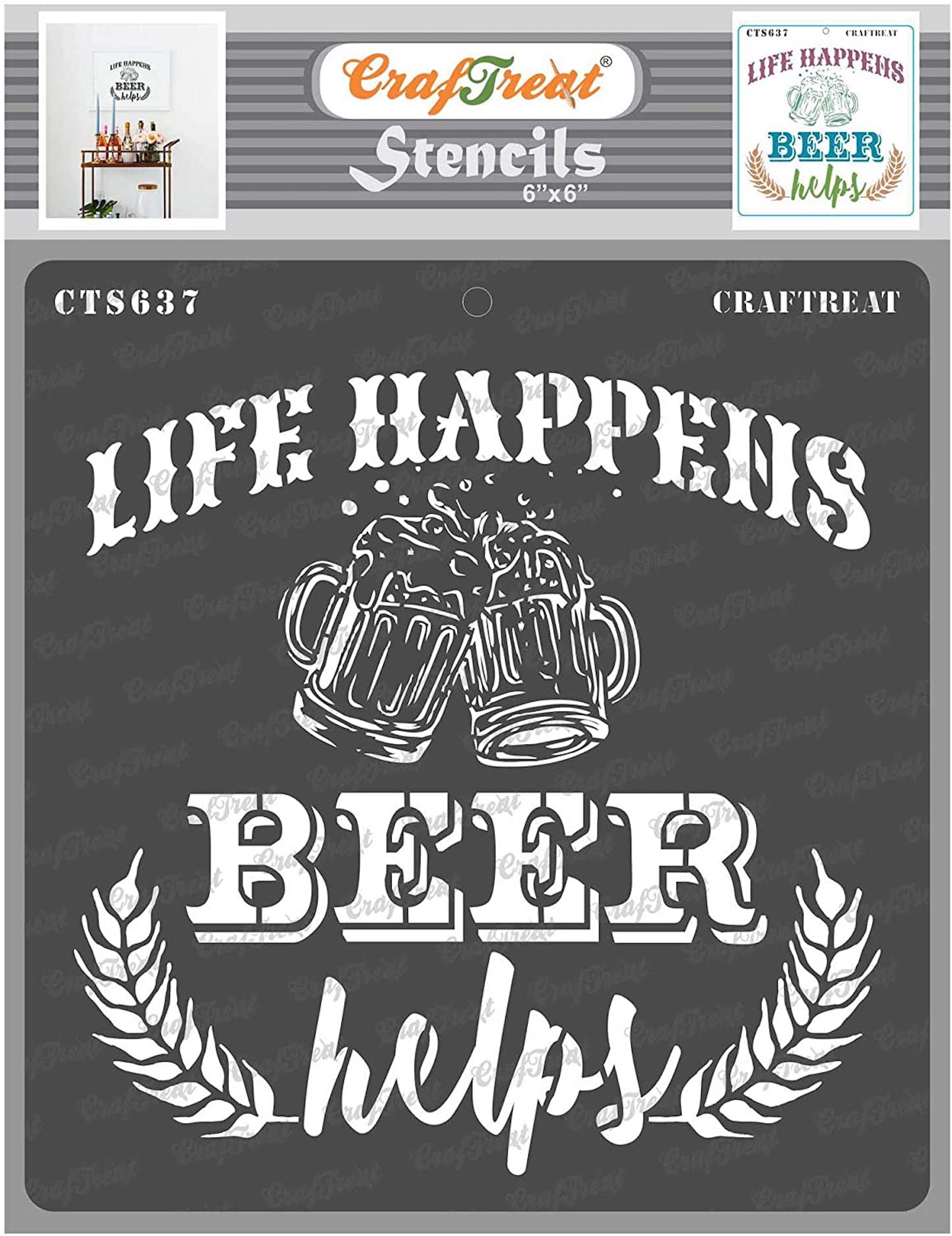 CrafTreat Beer Helps Stencil for Painting and Crafting - 6"x6 ...