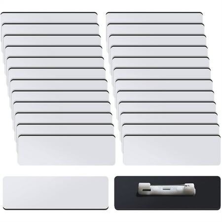 Pompotops 16 DIY Name Tags Blank ID Name Blank Badges With Rounded Pins ...