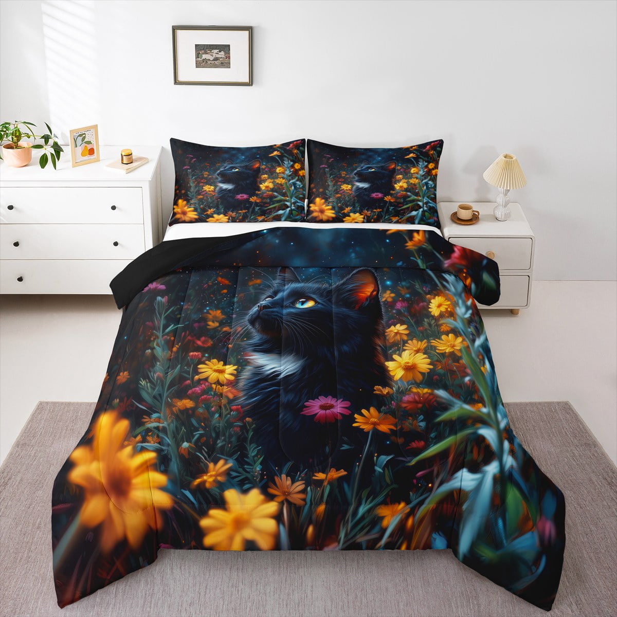Click here for Erosebridal Black Cat Bedding Sets Queen With Comf... prices
