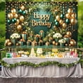 7x5ft Green Gold Birthday Backdrop for Men Women Boys Girls Happy ...