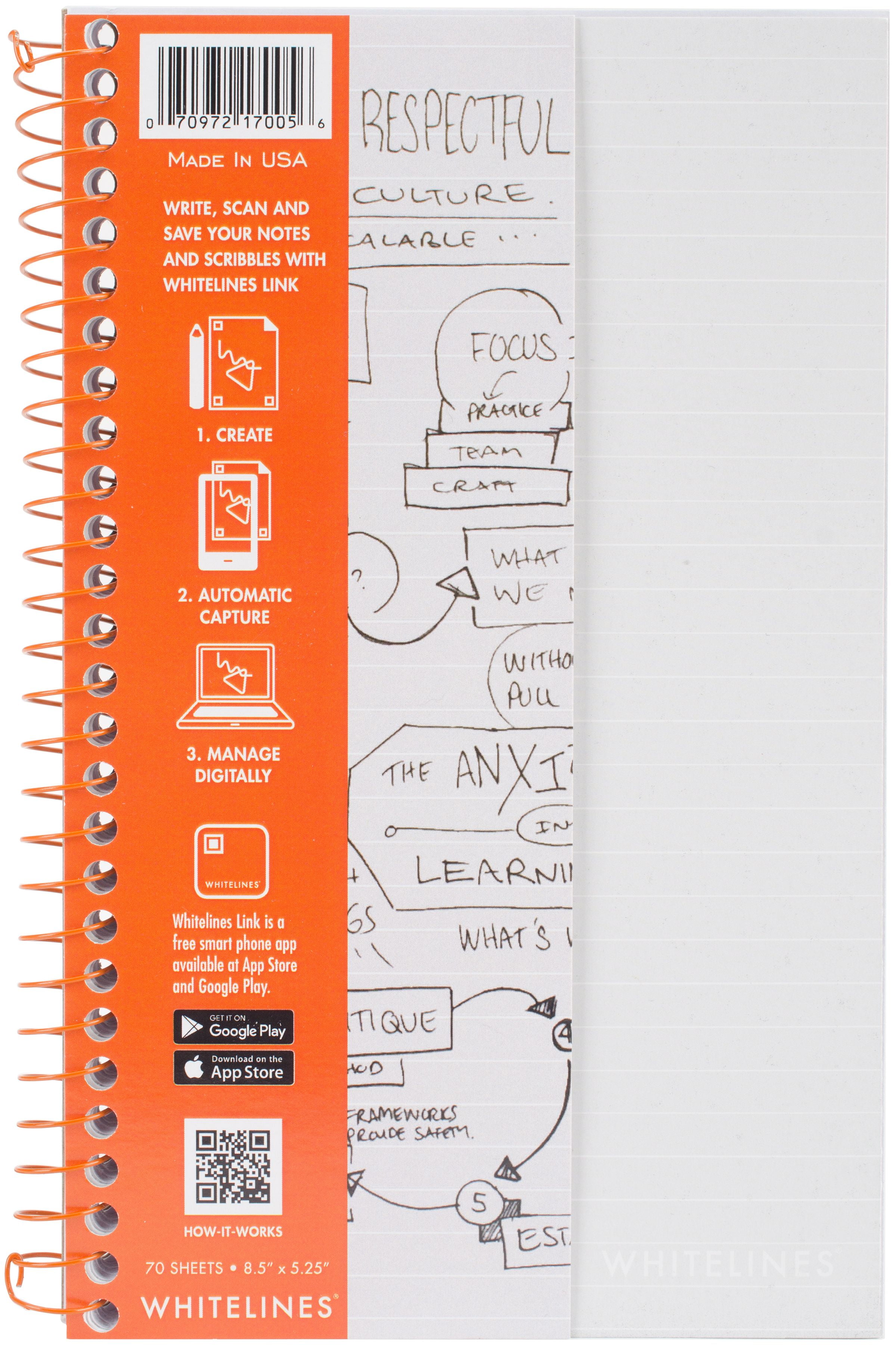 Whitelines Wirebound Lined Notebook 8.5"X5.25" 70 Sheets-Grey | Walmart ...