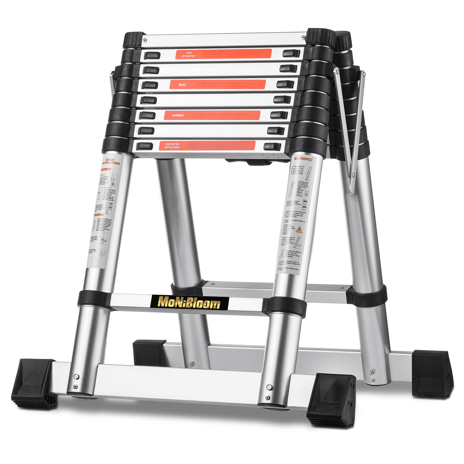Magshion A-Frame 8+8 Step Telescoping Ladder 8.3 Foot Aluminum ...