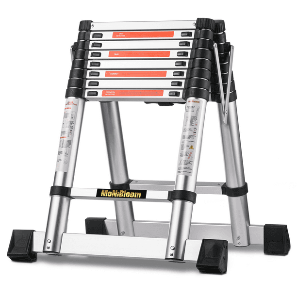 Magshion A-Frame 8+8 Step Telescoping Ladder 8.3 Foot Aluminum ...