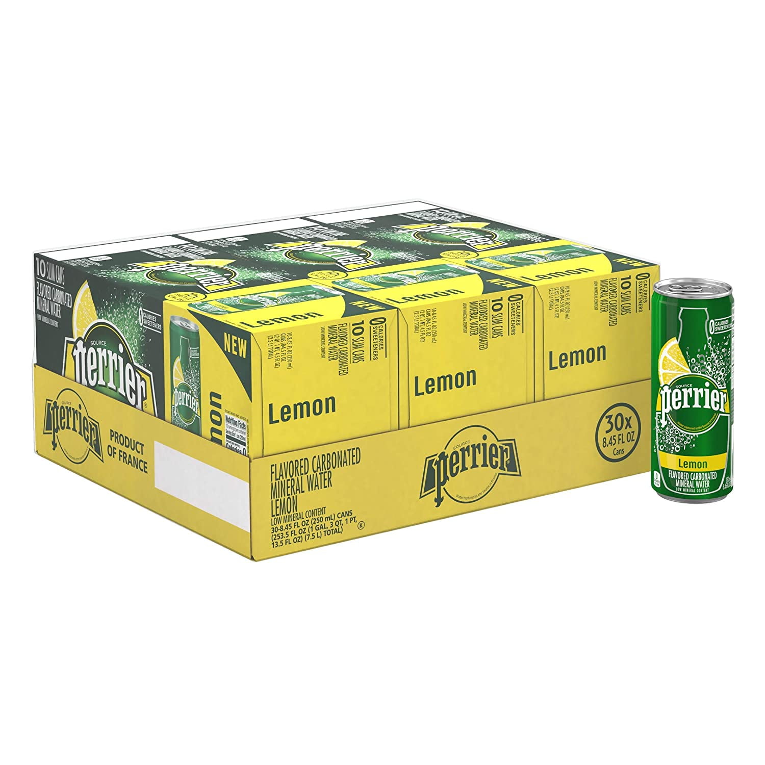 Perrier Lemon Flavored Carbonated Mineral Water, Slim Cans, 8.45 Fl Oz (30 Pack) - Walmart.com