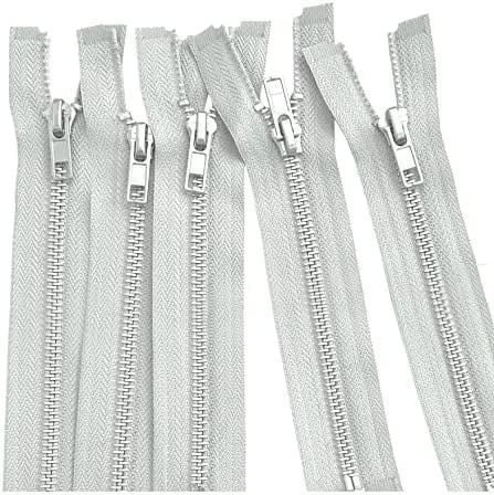 3 Inch - 36 Inch Silver Separating Jacket Zippers, 5 Teeth Zippers, Y ...