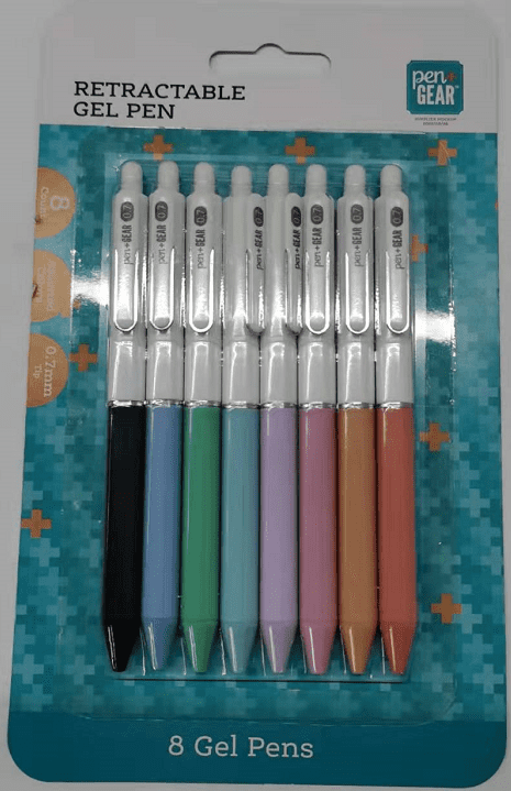 Pen+Gear Retractable Gel Pen, 0.7 mm Bullet Tip, Assorted Colors, 8 ...