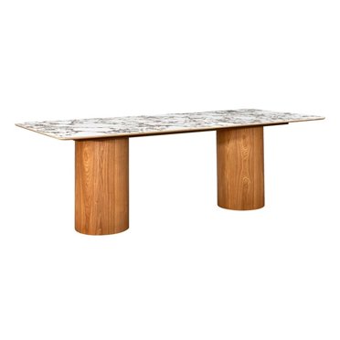 Liam Standard Height Rectangular Dining Table in White Marble - Walmart.com