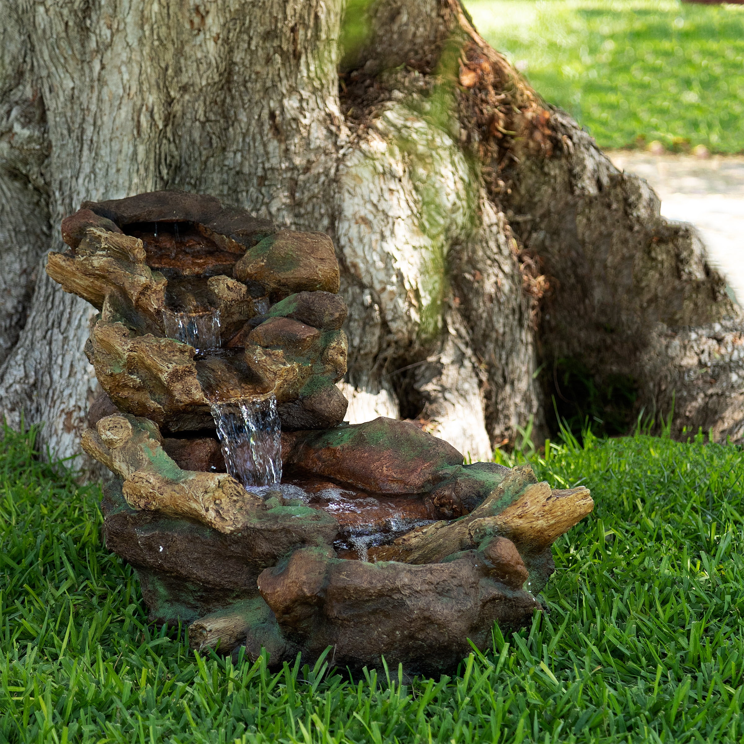 Alpine Corporation 41" Long Indoor/Outdoor Stone River Rock Fountain ...