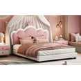Churanty Full Size Wooden Frame Upholstered Princess Bed with Crown ...