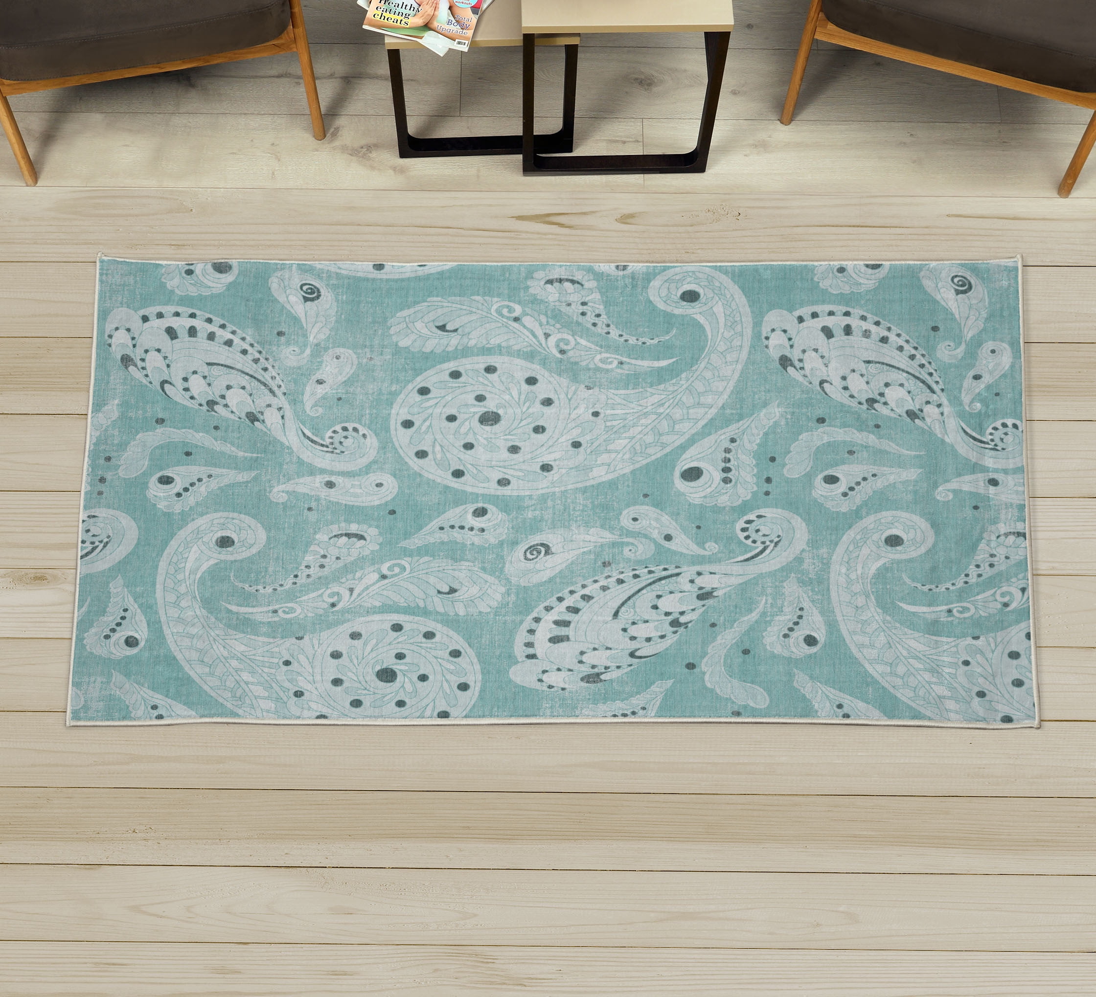 Floral Decorative Rug, Paisley Flower Classic Turkish Oriental Design ...