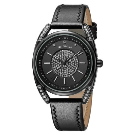 Stylish Rhinestone Ladies Watch Genuine Leather Band Hour Japan Quartz ...