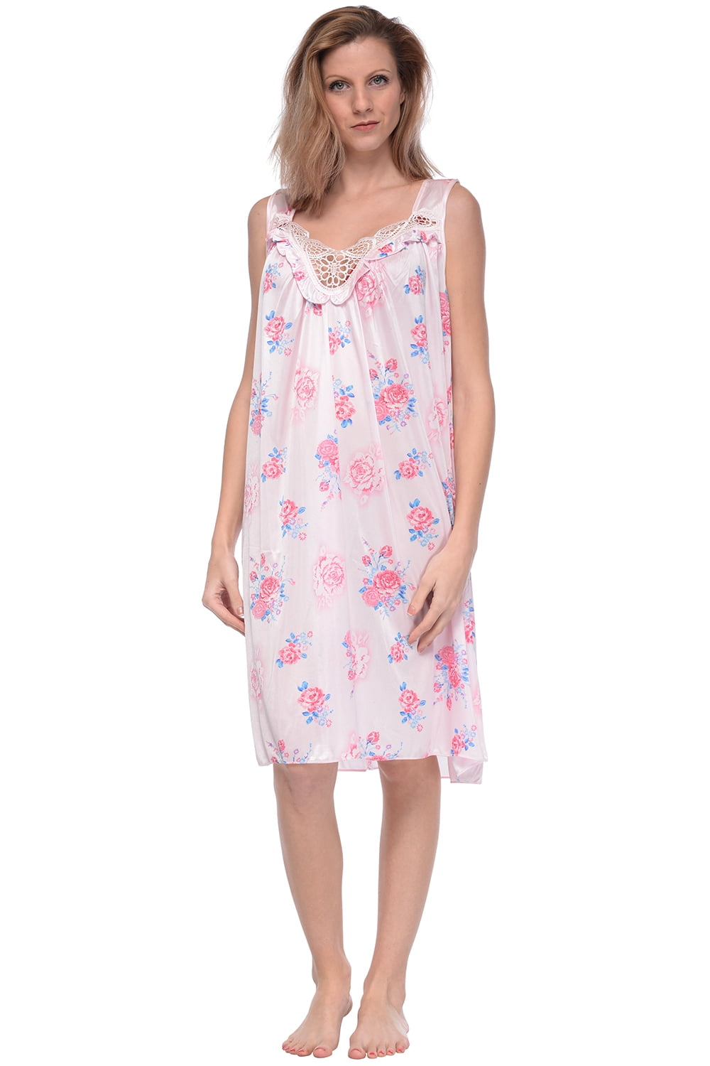 Casual Nights Women's Flowral Lace Tricot Sleeveless Nightgown ...