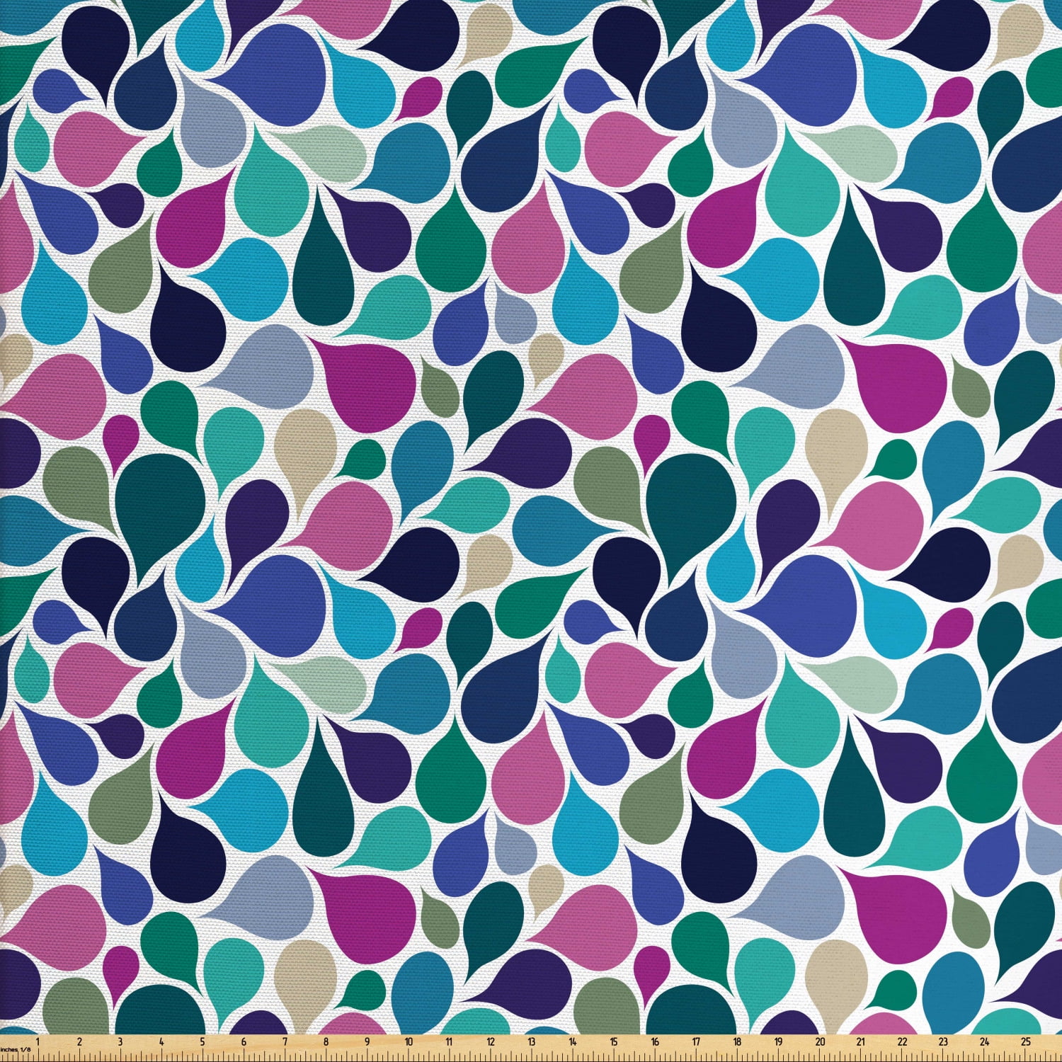 Abstract Upholstery Fabric by the Yard, Digital Raindrops Leafage ...