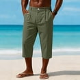 Swuxness Men Formal Capris Pants Pocket Elastic Waist Airy Beach ...