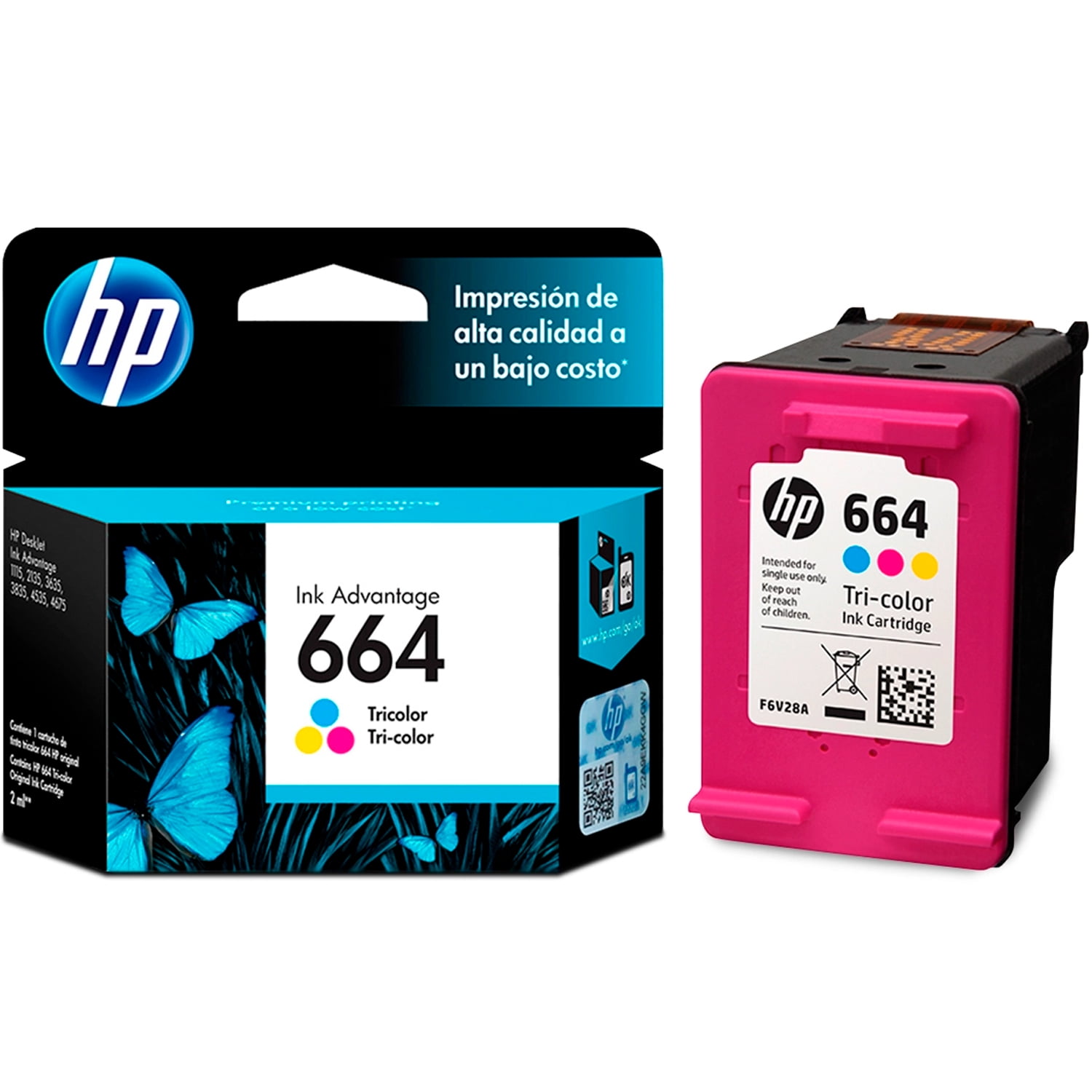 Cartucho HP 664 Tricolor 1115 2135 3635 3835 F6V28AL | Walmart en línea
