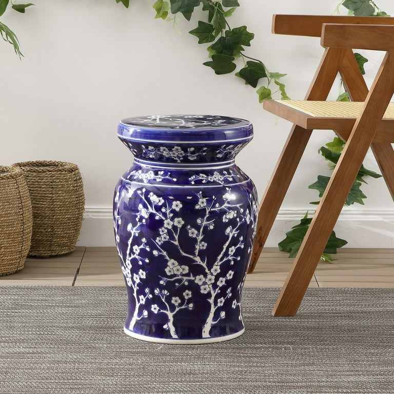 Navy blue ceramic garden stool store
