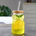 300ml Glass Mug Features Striped Pattern Heat Resistant For Daily ...