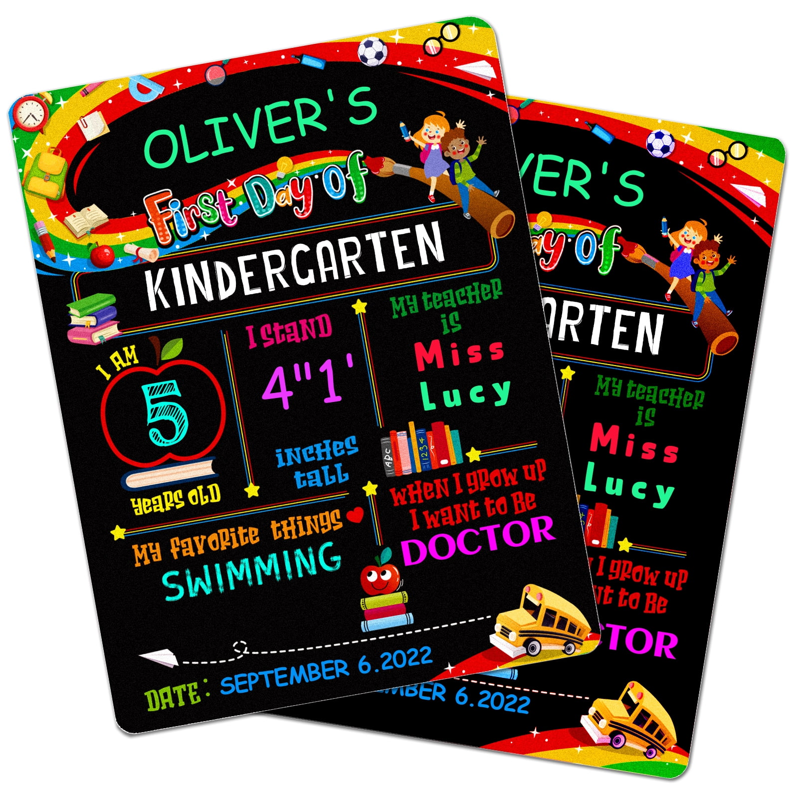 Buy WaaHome Double Sided First Day and Last Day of School Chalkboard ...