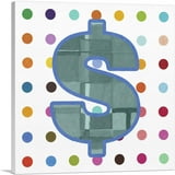 ARTCANVAS Fun Polka Dots Dollar Sign Symbol Canvas Art Print - Size: 18 ...