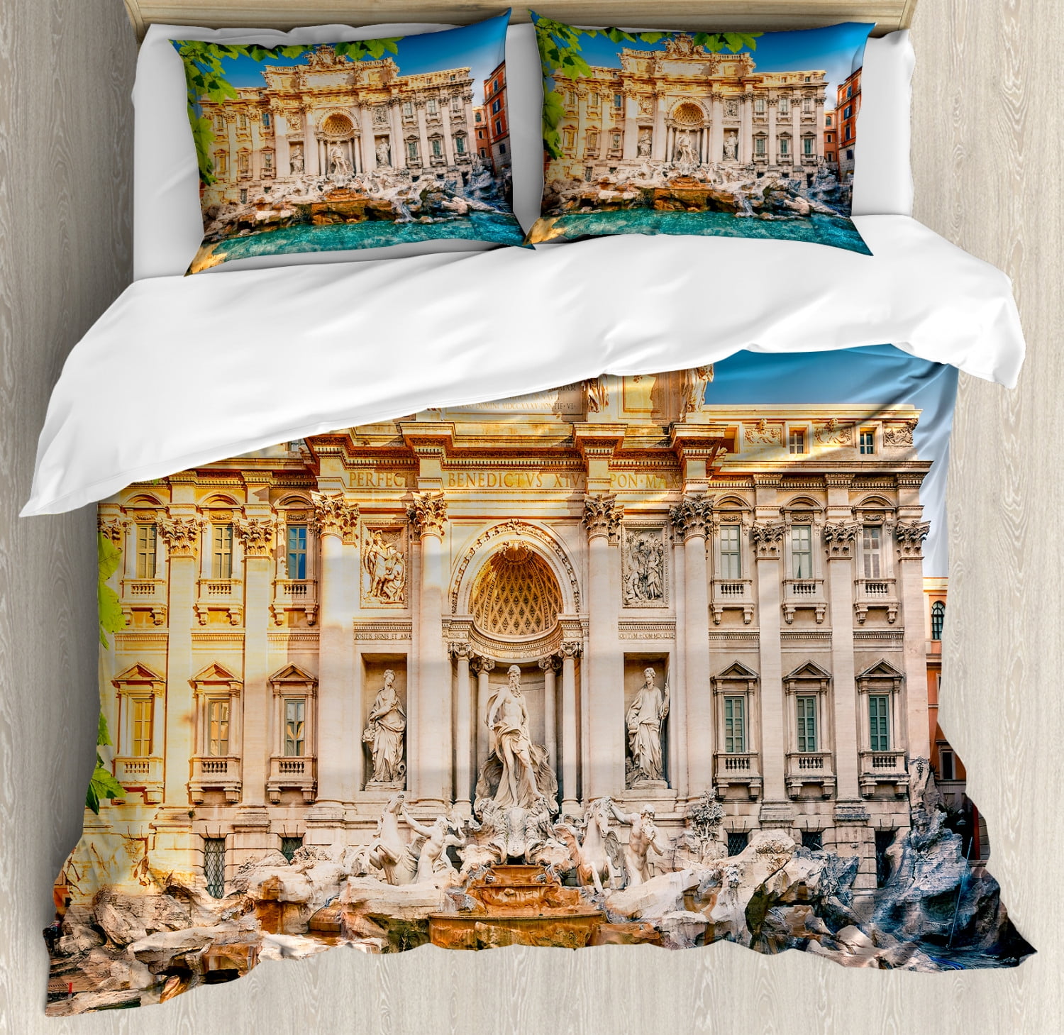Italy Queen Size Duvet Cover Set, Fountain Di Trevi Famous Travel ...