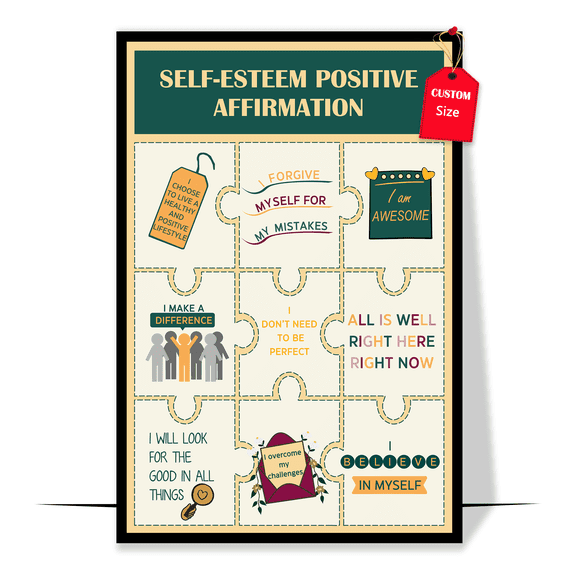 LOLUIS Self-Esteem Positive Affirmations Poster, Mental Health Posters ...