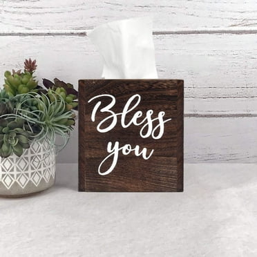Creative Co-Op Wood & Metal "Bless You" Tissue Box Cover - Walmart.com