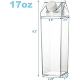 3 Pack Plastic Milk Box,Bexikou 17 Oz/500ml Clear Portable Milk Carton ...
