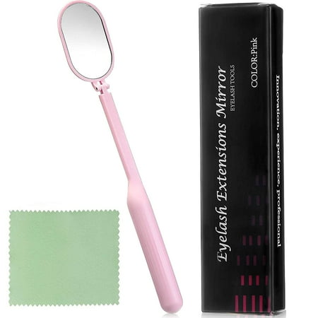 Pink Lash Mirror with Wiping Cloth Lash Extension Mirror Eyelash ...