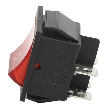Rocker Switch, 5 pcs. 16A 120-250 V 4-Pole Control Switch with red ...