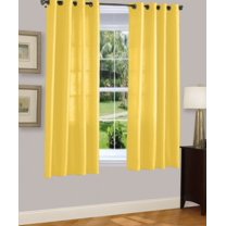 Nancy 1 Panel Solid Yellow Semi Sheer Faux Silk Window Curtain with ...