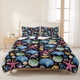 Queen Quilt Bedding Set Summer Sea Shell Starfish Conch Summer Quilt ...