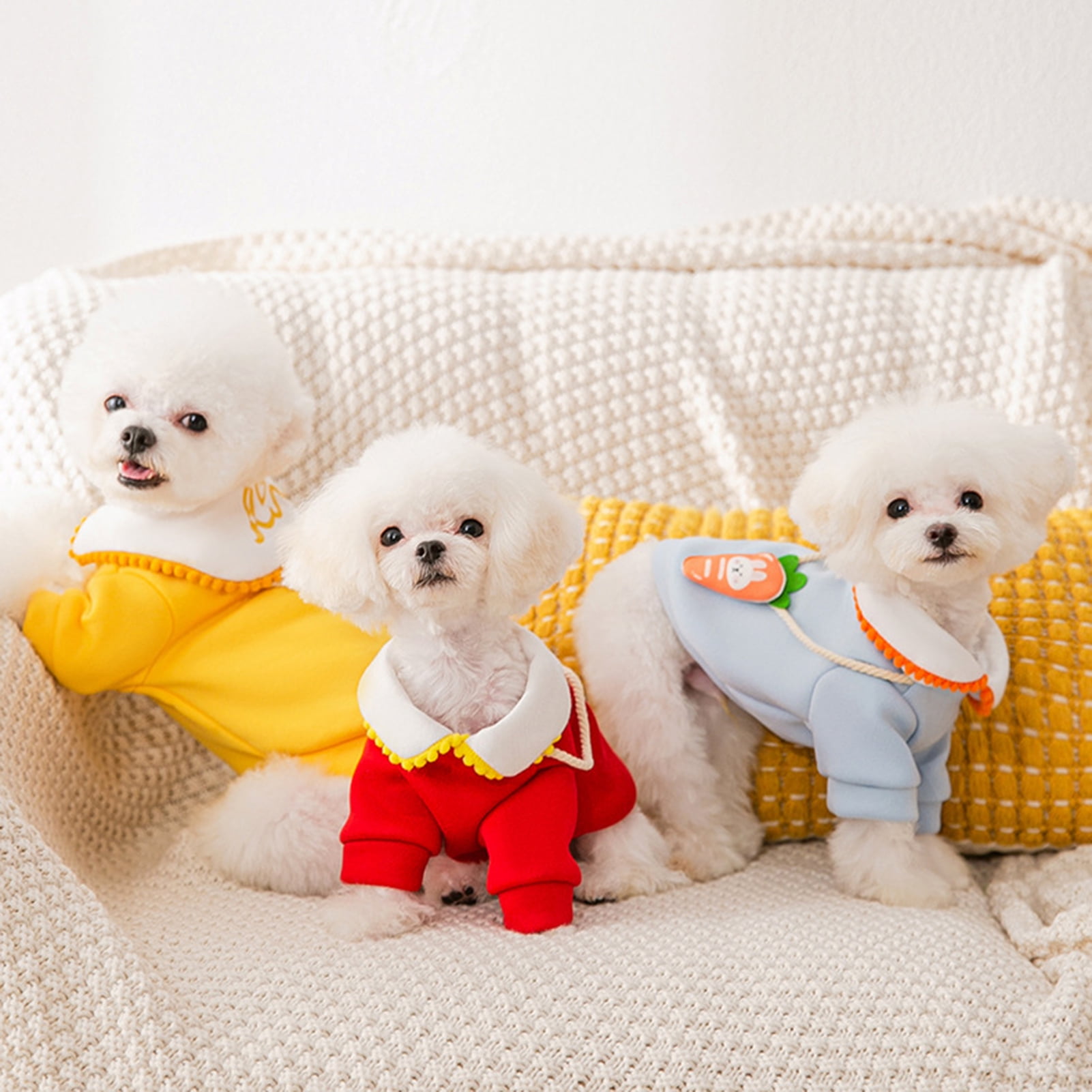SPRING PARK Pet Dog Clothes Lapel Design Dog Sweater Soft Warm Pup Dogs ...