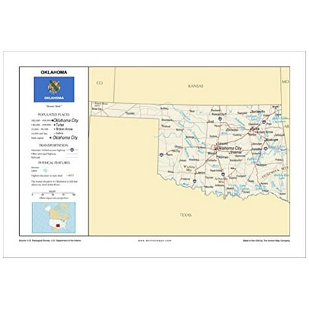13x19 Oklahoma General Reference Wall Map - Anchor Maps USA ...