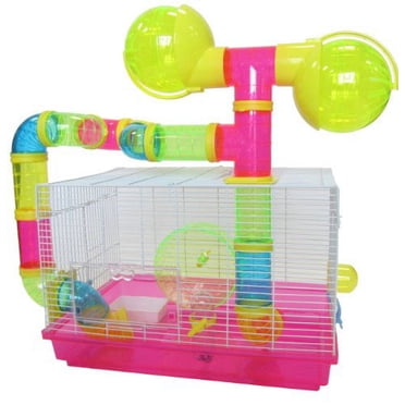 YML Single Story Dwarf Hamster Cage with Small Wheel/Dish and Water ...