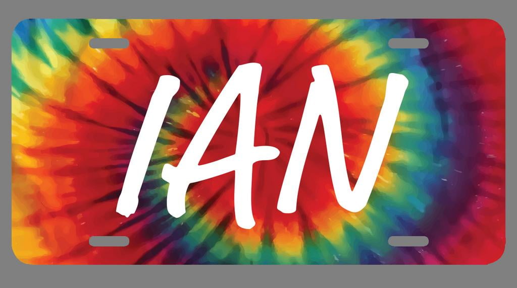 Ian Name Tie Dye Style License Plate Tag Vanity Novelty Metal | UV ...