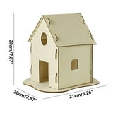 SDJMa 7.48"x7.67"x8.26" Wooden Birdhouse DIY Kits, Unfinished Wood Mini ...