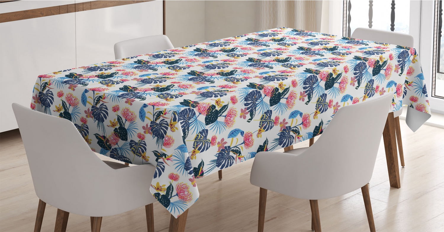 Tropical Tablecloth, Exotic Forest Growth with Different Lively Flowers ...