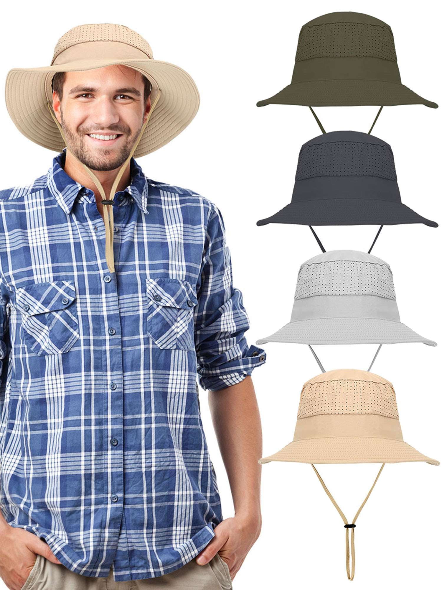 Deago Outdoor Mesh Sun Hat Wide Brim Bucket Hat UV Sun Protection Hat ...