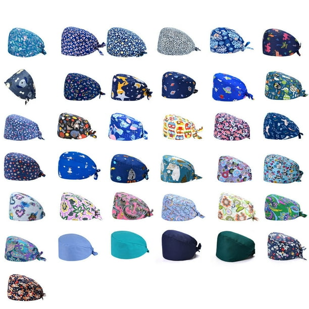 Gourd Caps Nurse Durability Pure Color Button Surgical Caps 8 Pieces ...