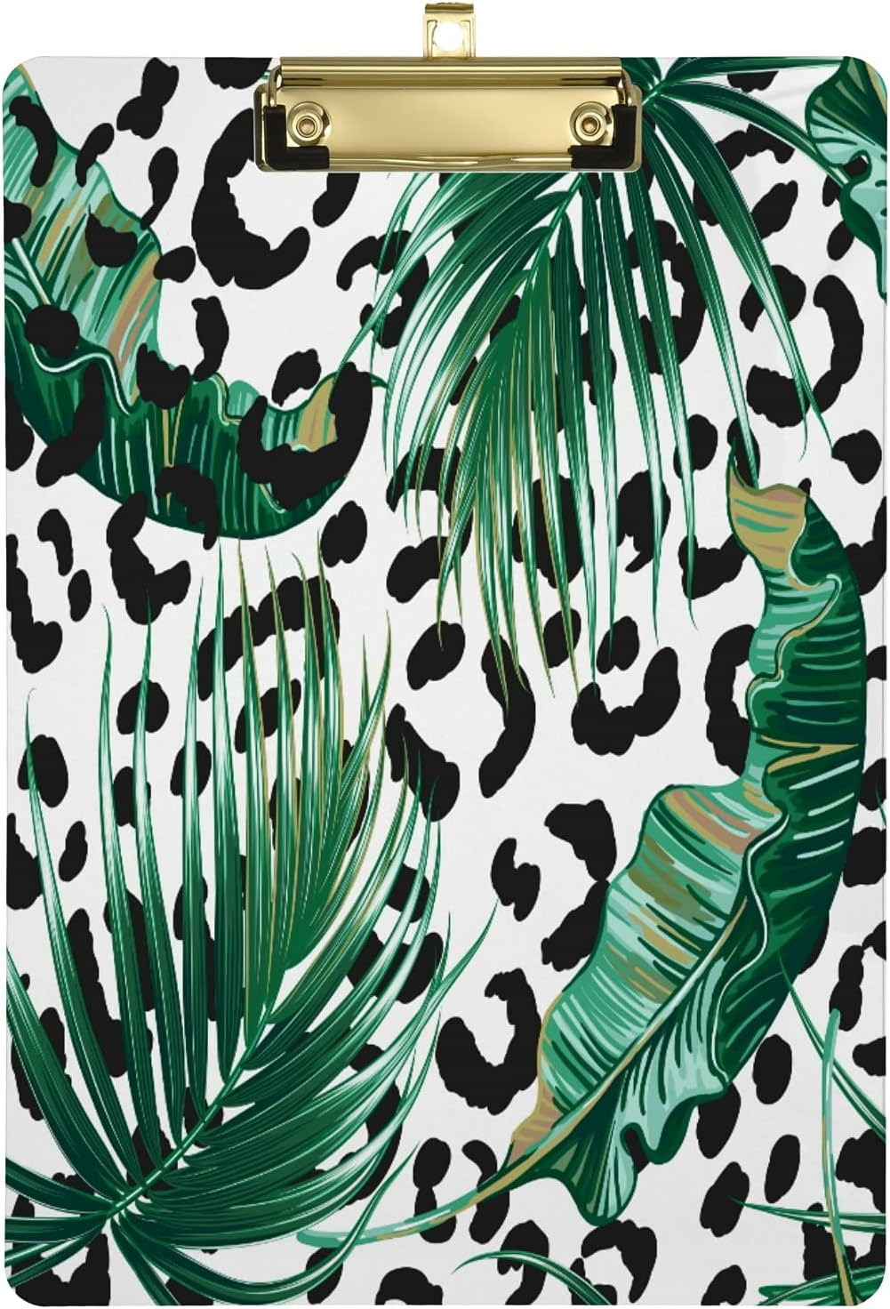 FMSHPON Leopard Print Palm Leaves Clipboard Hardboard Wood Nursing Clip ...