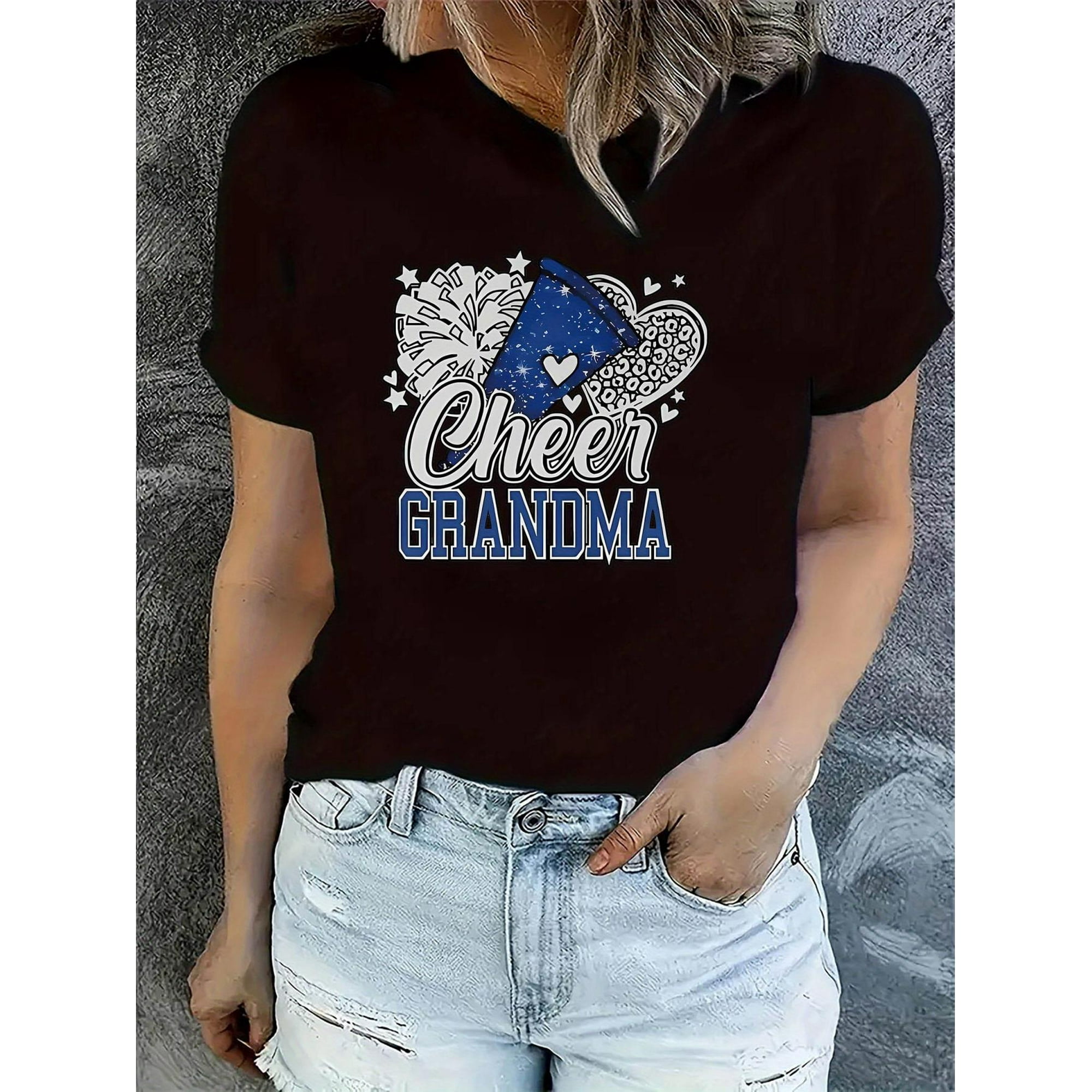 Click here for Generic Cheer Grandma Cotton T-Shirt For Women - C... prices