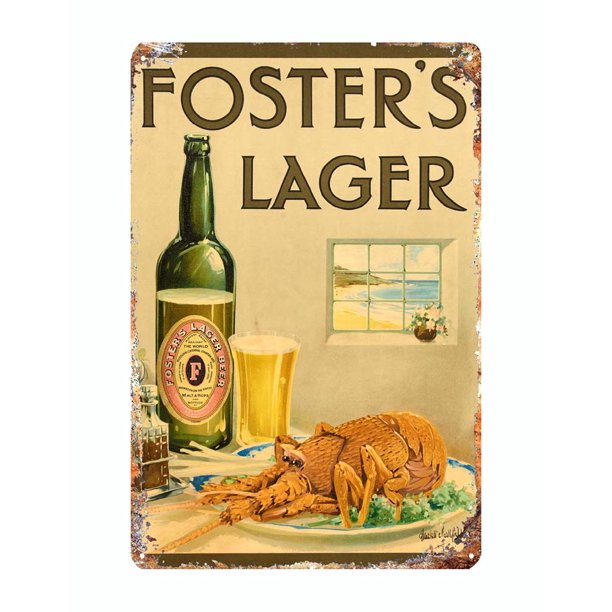 beer Foster's Lager metal tin sign vintage style reproduction 12 x 8 ...