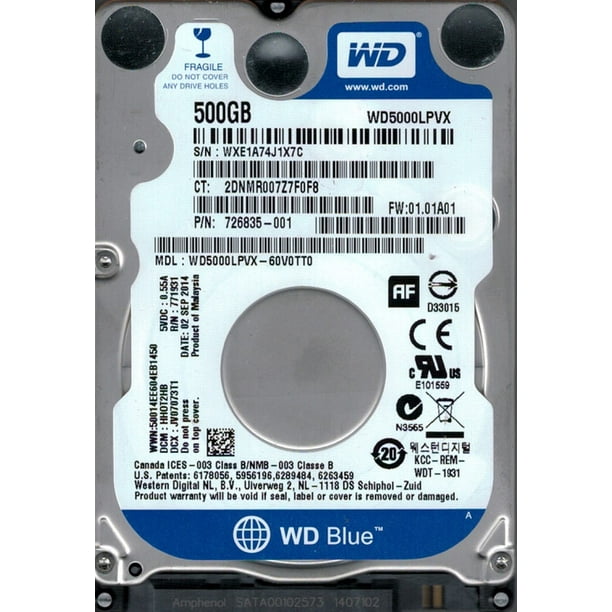 Western Digital WD5000LPVX-60V0TT0 DCM: HH0T2HB 500GB - Walmart.com ...