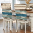 Bohemian Teal Chair Back Covers Set of 2 Brown Stripe Retro Wave Line ...
