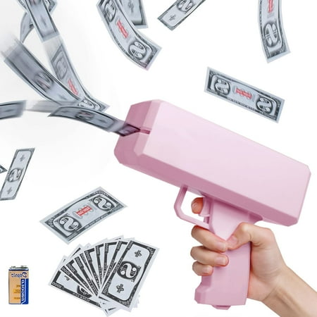 Pink Money Gun, Make it Rain Money Toy Gun, Spray Money Gun with 100 ...