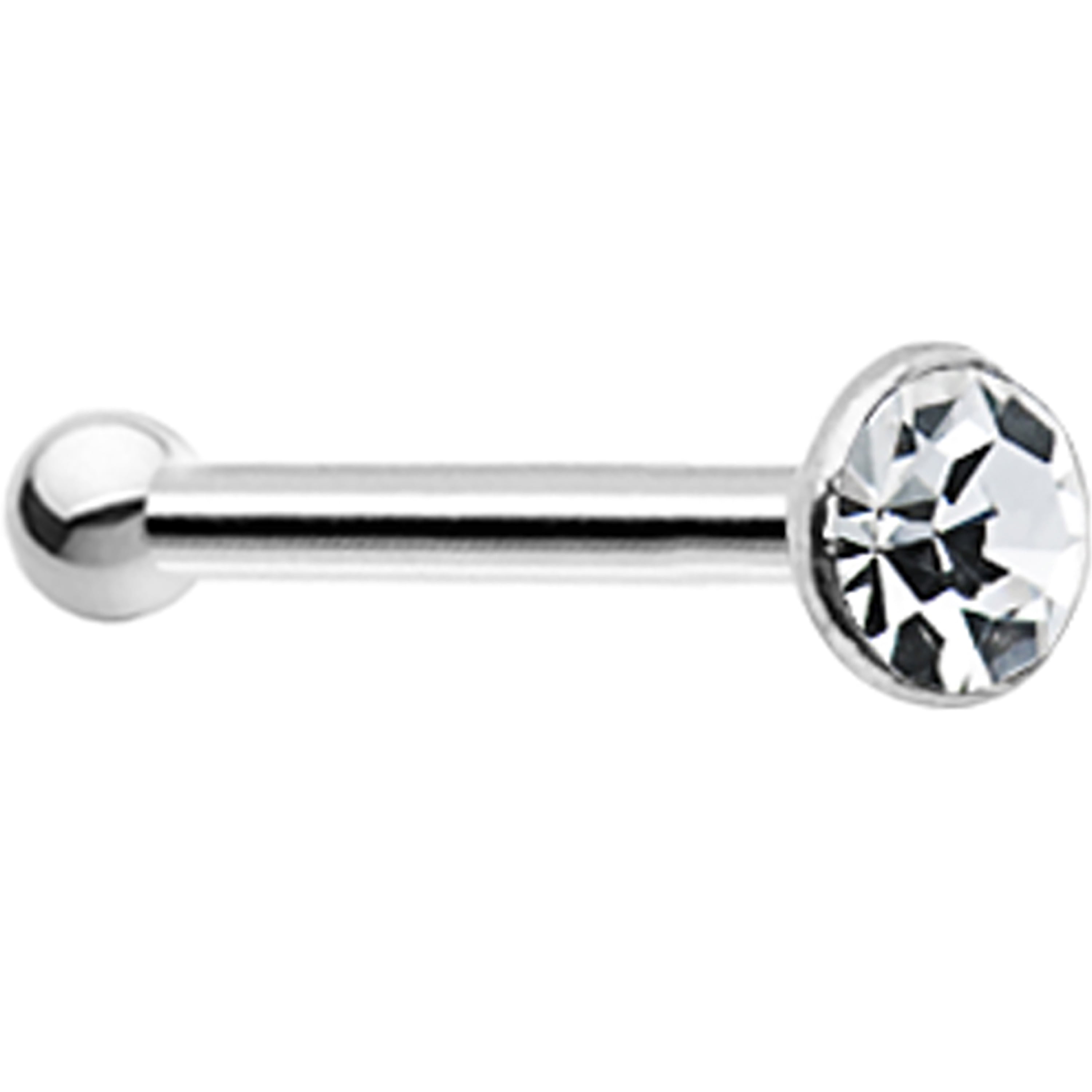 Sterling Silver 1.6mm Clear Nose Bone Created with Crystals - Walmart.com
