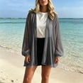 Asgosdo Women Chiffon Cardigan Long Bell Sleeve Solid Color Loose Fit ...