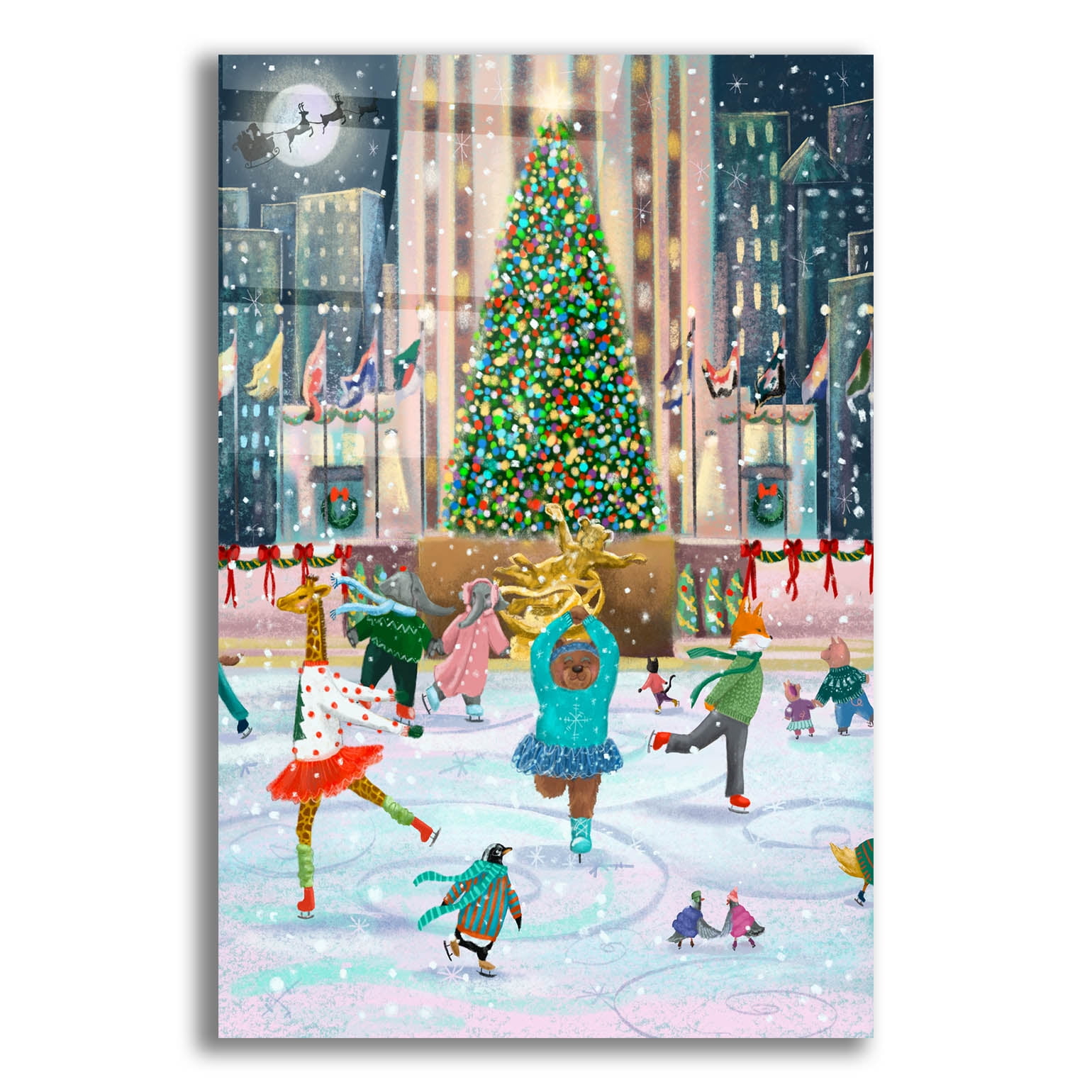 Epic Art 'Animals Ice Skating At Rockefeller' by Christine Rotolo ...