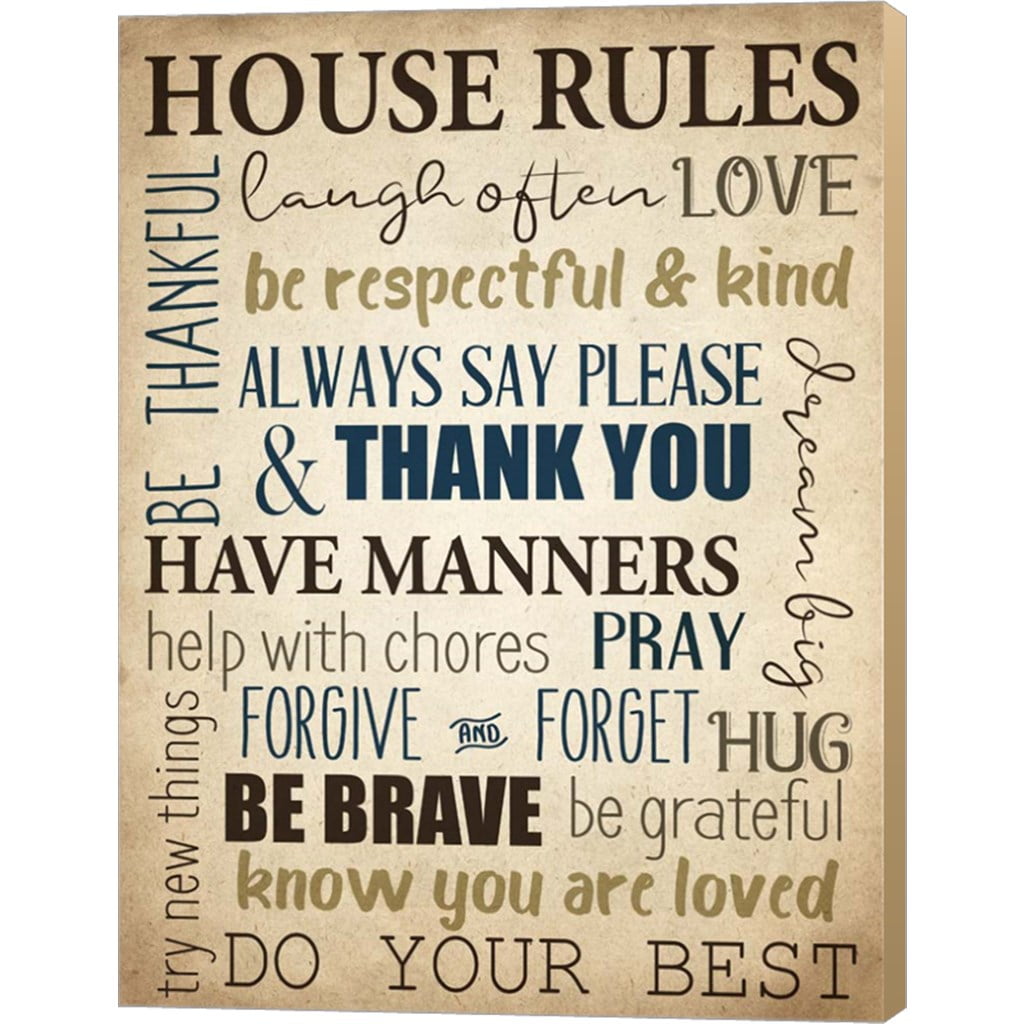 Great Art Now House Rules by Kimberly Allen, Canvas Wall Art, 12W x 16H ...